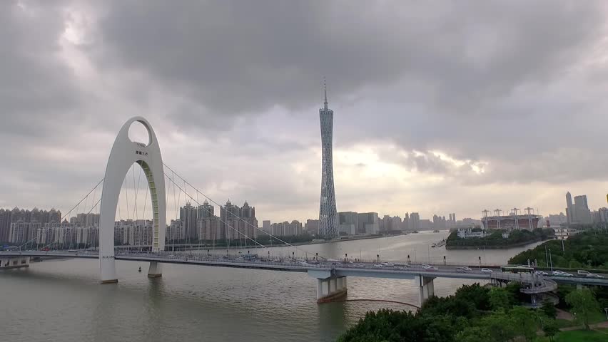 Guangzhou Panorama Sunny Morning Aerial View Stock Footage Video ...