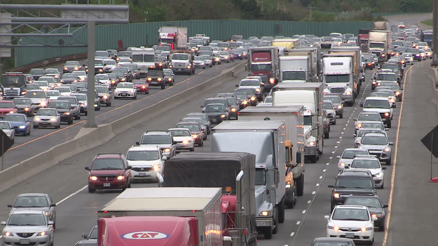 Toronto, Ontario, Canada - April 2015 Rush Hour Traffic Jam On Highway ...