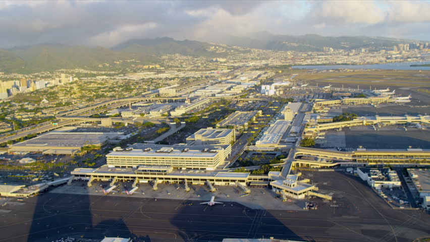 Aerial view Honolulu International Airport, Hawaii - HD stock video clip