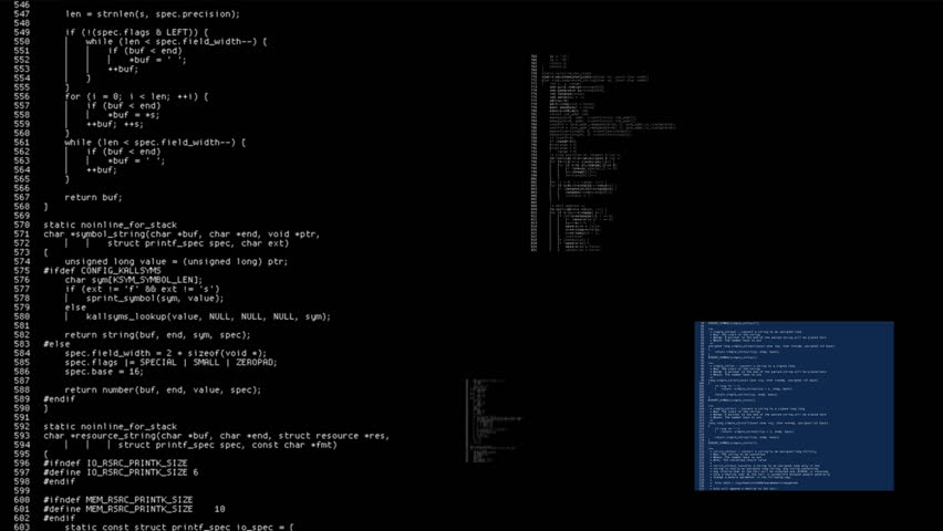 Source Code Scrolling Text Animation. Hand Of A Programmer / Hacker ...