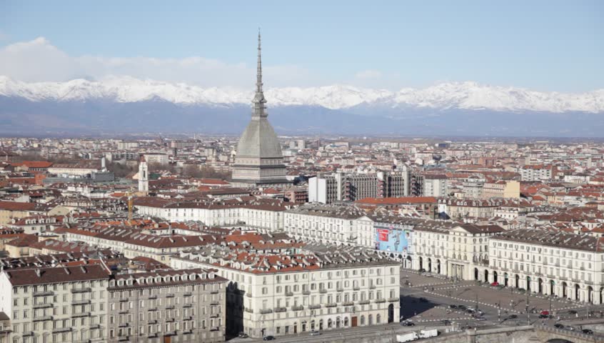 Turin Panoramic View; Winter Clear Day; Italy, Europe. HD1080P Canon ...
