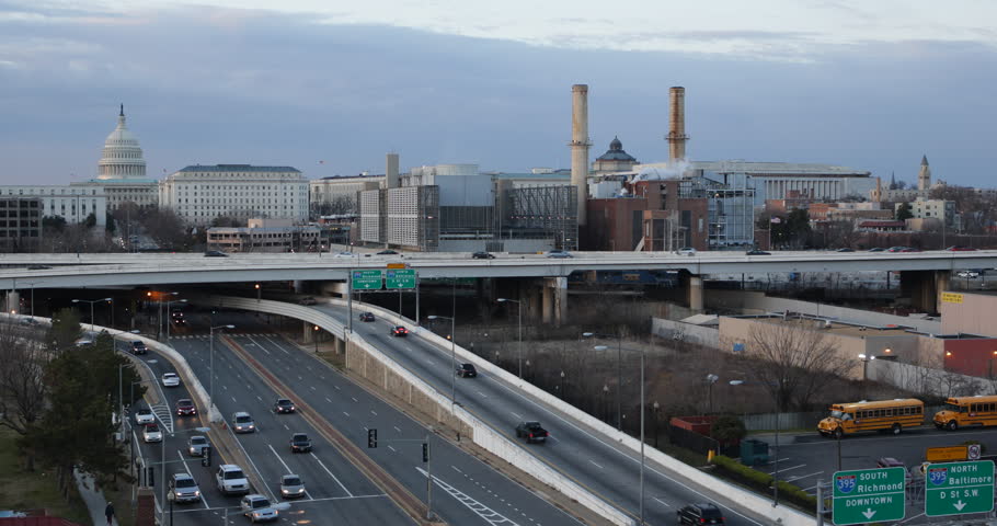 Aerial View Traffic Southeast Freeway I-695 US Capitol Congress ...