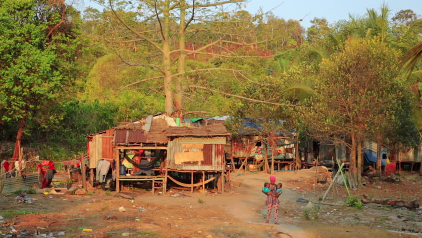 Poor Lao Village Houses In Rural Life, Laos Stock Footage Video 6941911 ...
