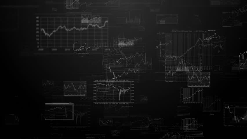 Loopable Floating Finance Graphics On The Dark Orange Background Stock ...