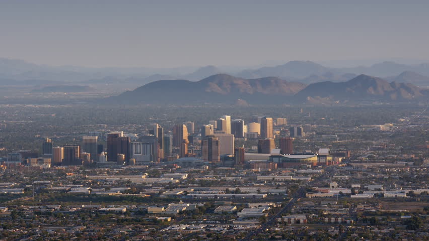 Downtown Phoenix, Arizona Skyline. HD 1080p High Angle View, Zoom Out ...